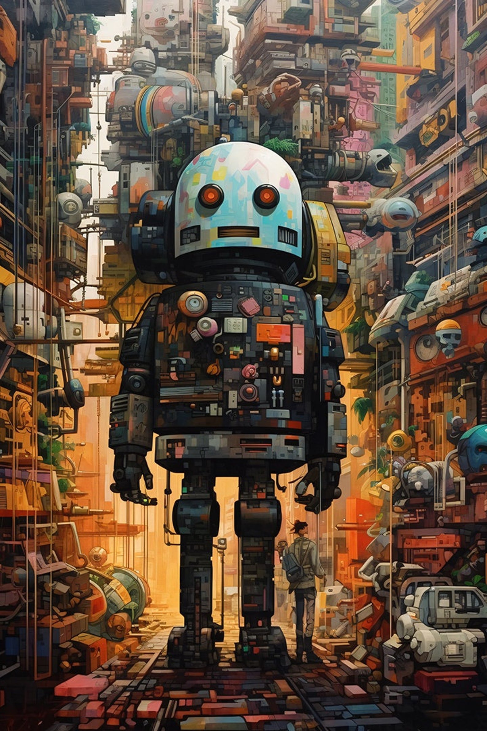 Automa #7o11 / the Vagabondo - Futuristic Robot Cityscape, Sci-fi Art ...