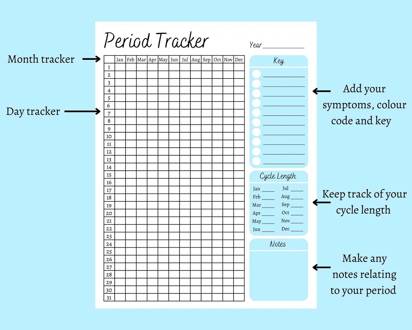 Period Tracker Period Tracker Printable Menstruation - Etsy Canada