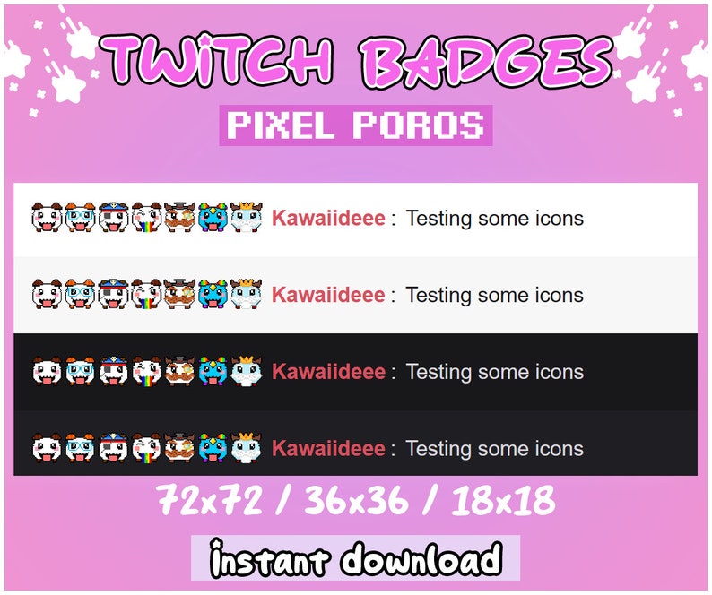 Pixel Poros Twitch Sub Badges Pixel Art Kawaii Pixel Etsy 