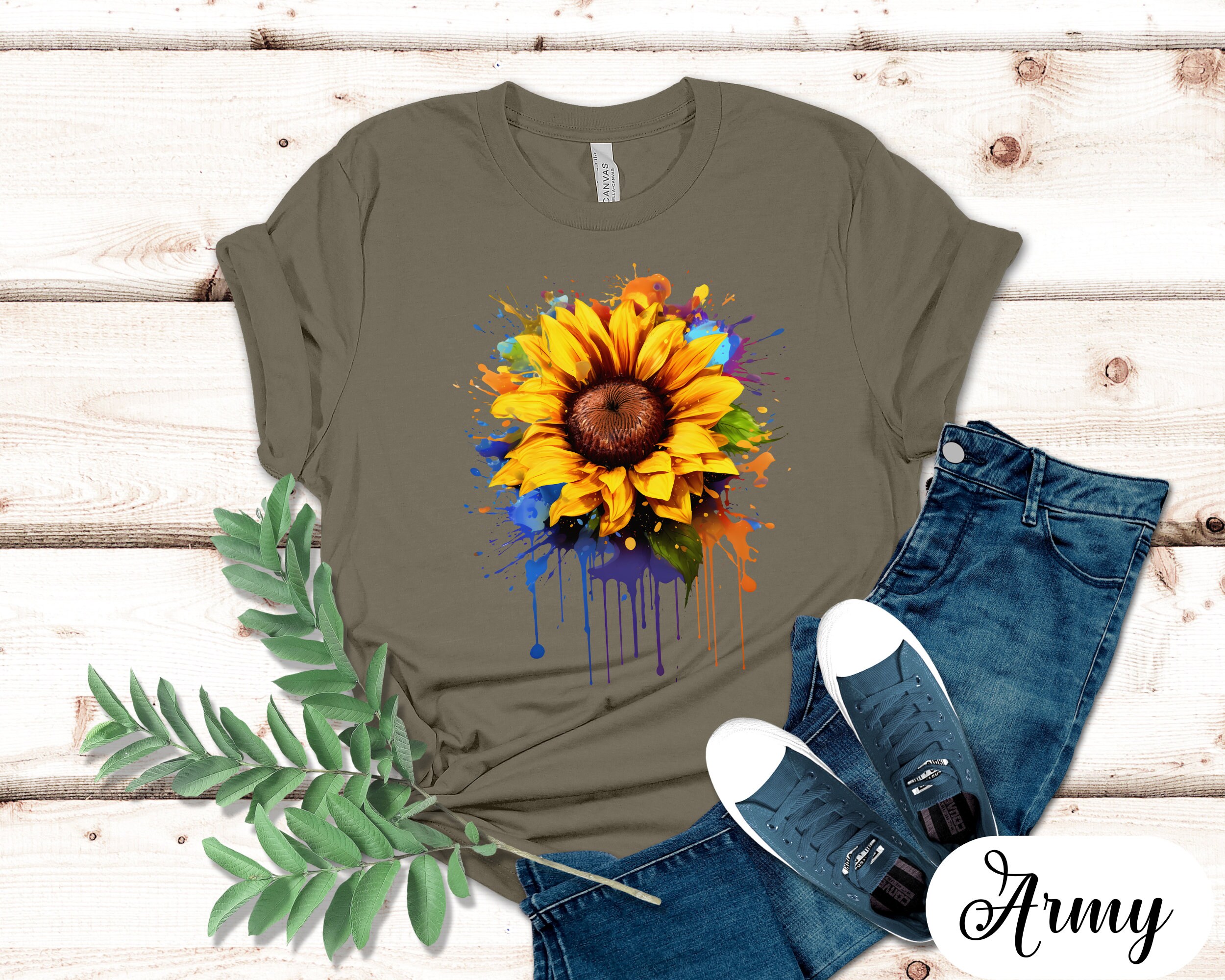 Dripping Sunflower Shirt, Sunflower Gifts, Floral Tee Shirt, Sunshine ...