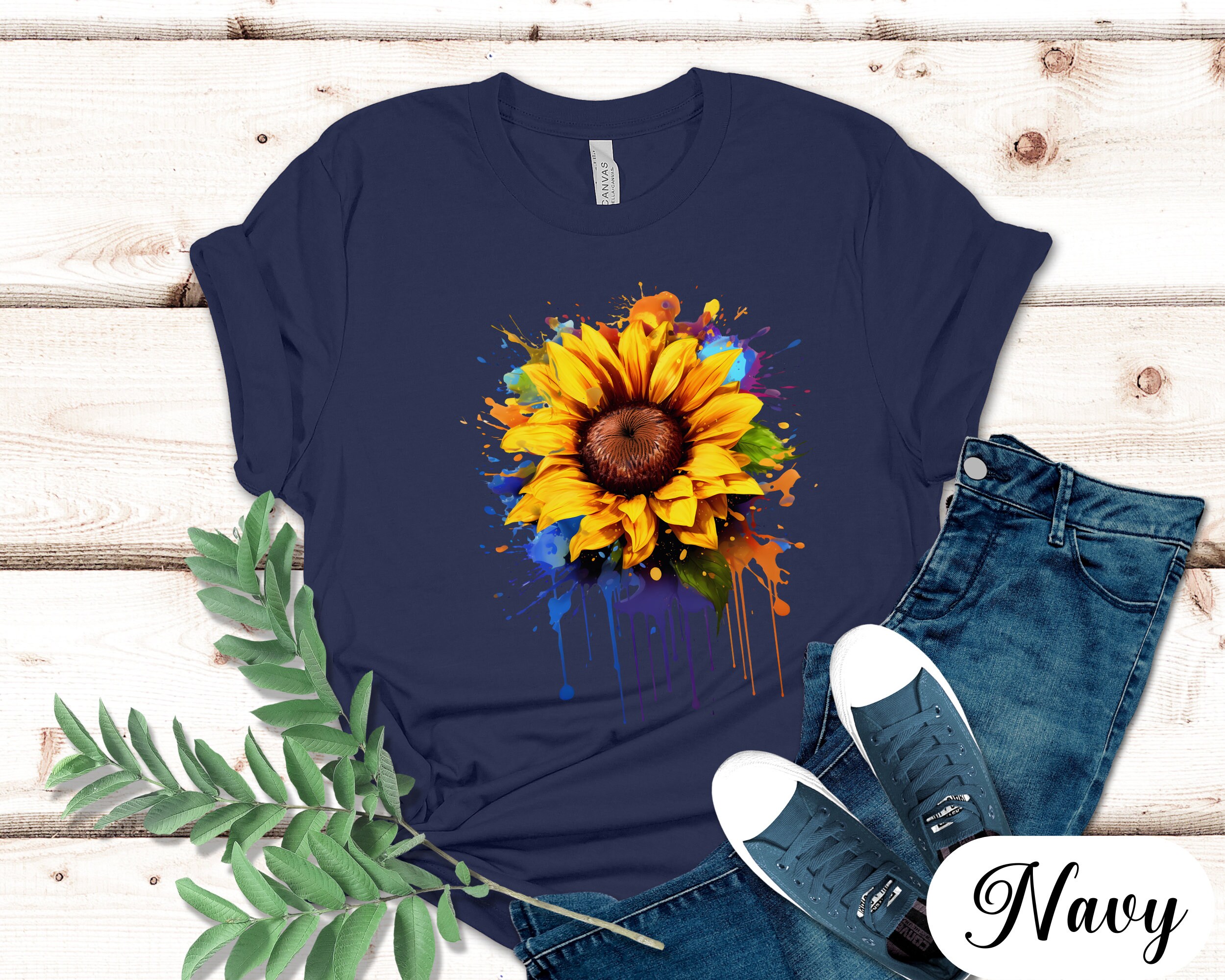 Dripping Sunflower Shirt, Sunflower Gifts, Floral Tee Shirt, Sunshine ...