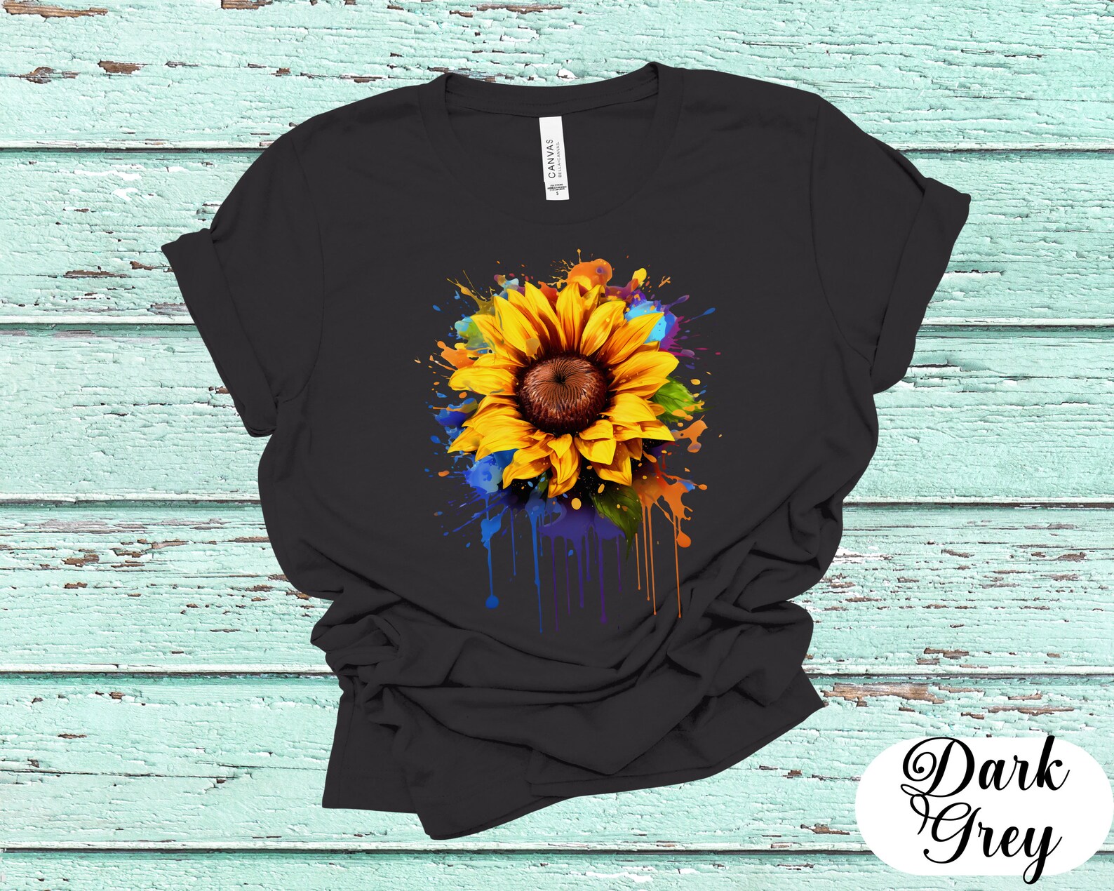 Dripping Sunflower Shirt, Sunflower Gifts, Floral Tee Shirt, Sunshine ...