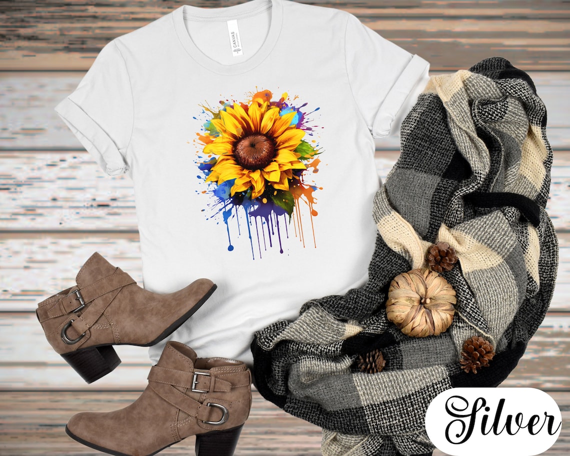 Dripping Sunflower Shirt, Sunflower Gifts, Floral Tee Shirt, Sunshine ...