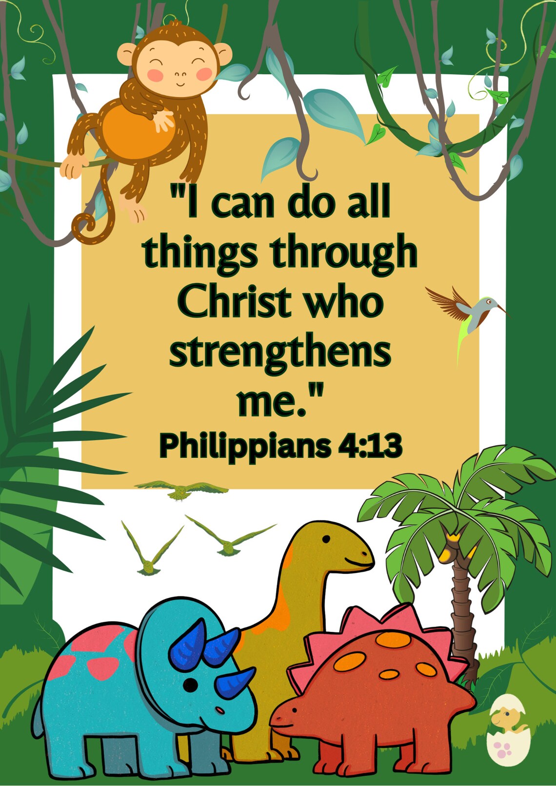Children's Motivational Wall Art Poster, Inspirational Bible Quotes ...