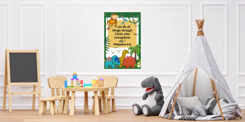 Children's Motivational Wall Art Poster, Inspirational Bible Quotes ...