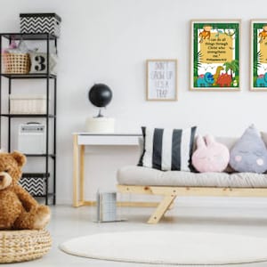 Children's Motivational Wall Art Poster, Inspirational Bible Quotes ...