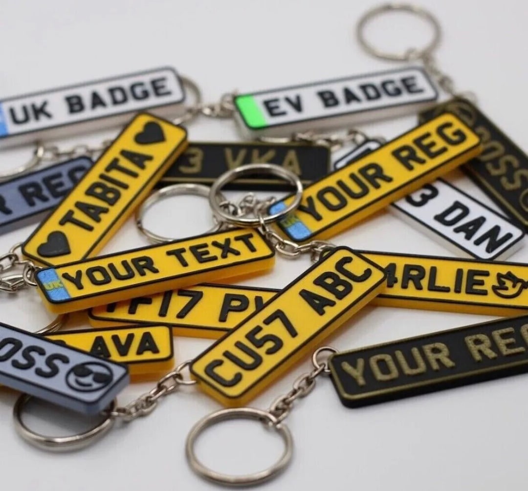 Customisable Car Number Registration Reg Plate Keyring Keychain ...