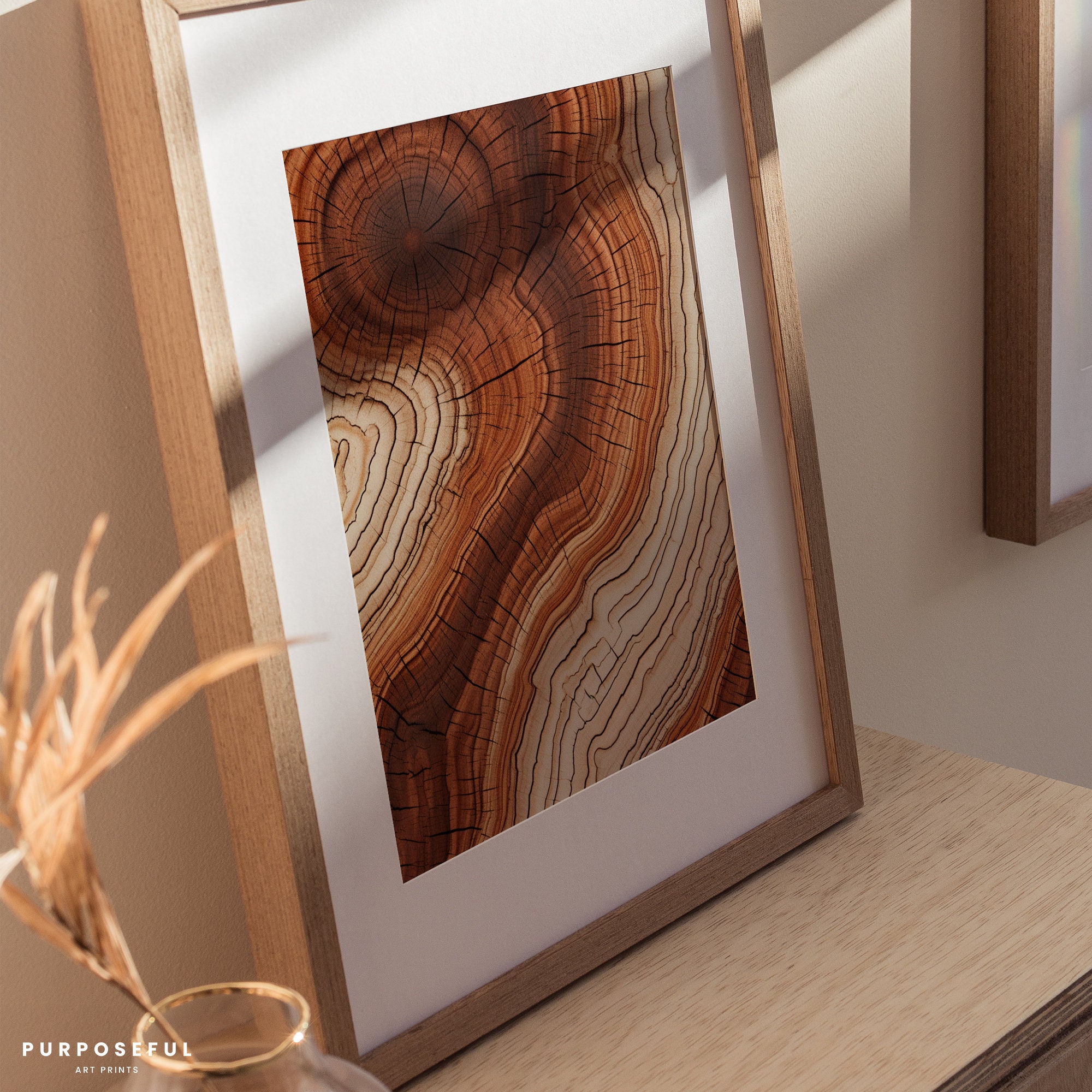 Cross Section Log Ring Pattern, Large Tree Rings Print, Brown Coloured ...