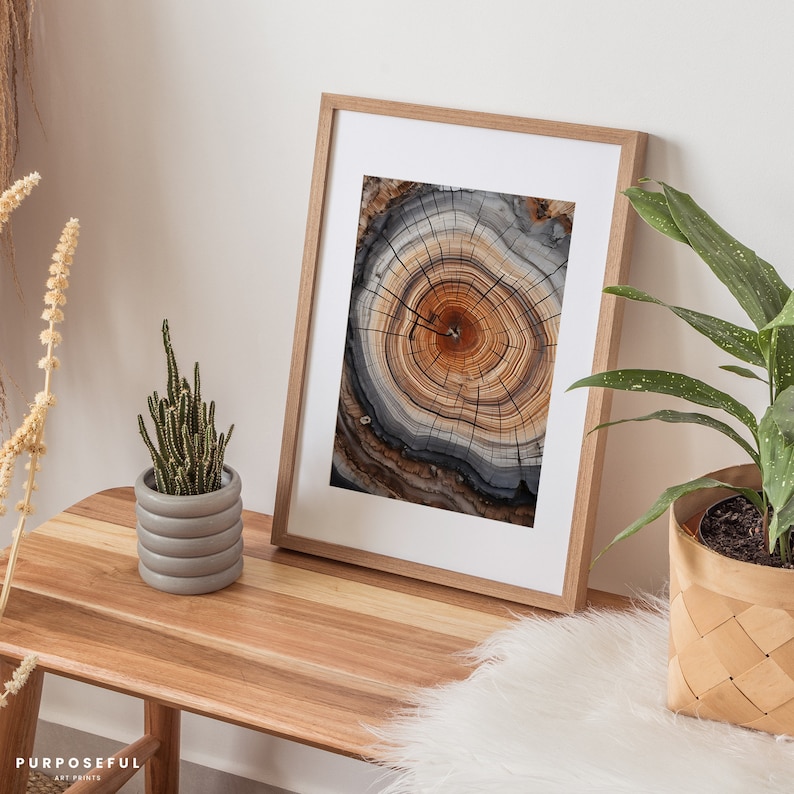 Tree Rings Print, Tree Print, Tree Ring Printable Art, Log, Wood, Slice ...