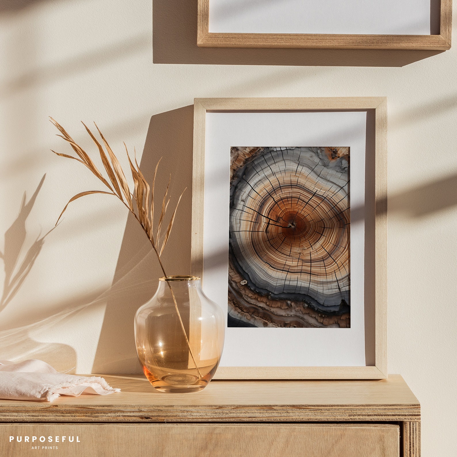 Cross Section, Large Tree Rings Print, Brown Coloured Tree Print, Tree ...
