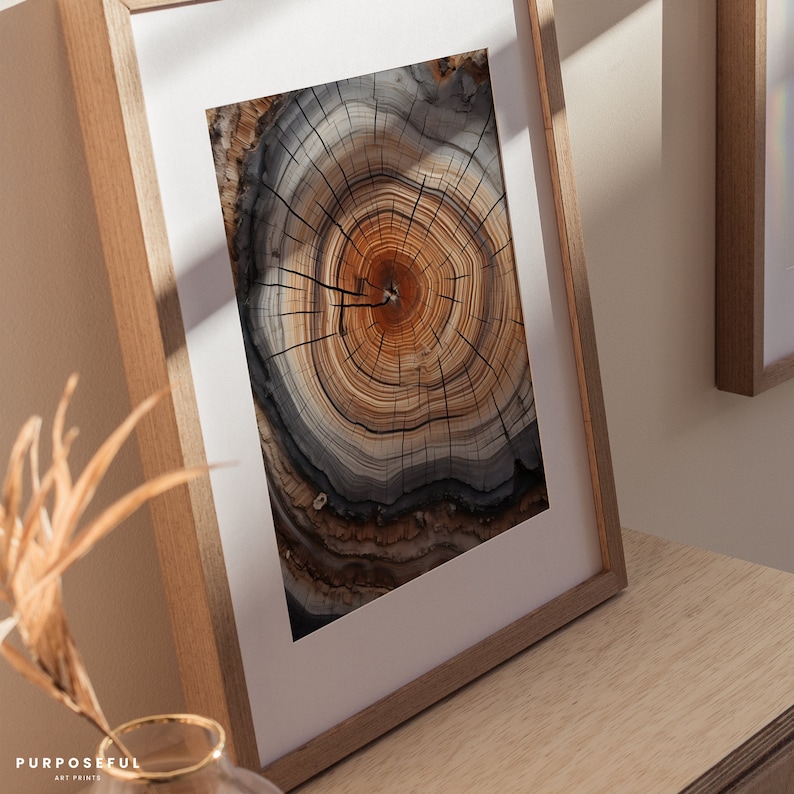 Cross Section, Large Tree Rings Print, Brown Coloured Tree Print, Tree ...