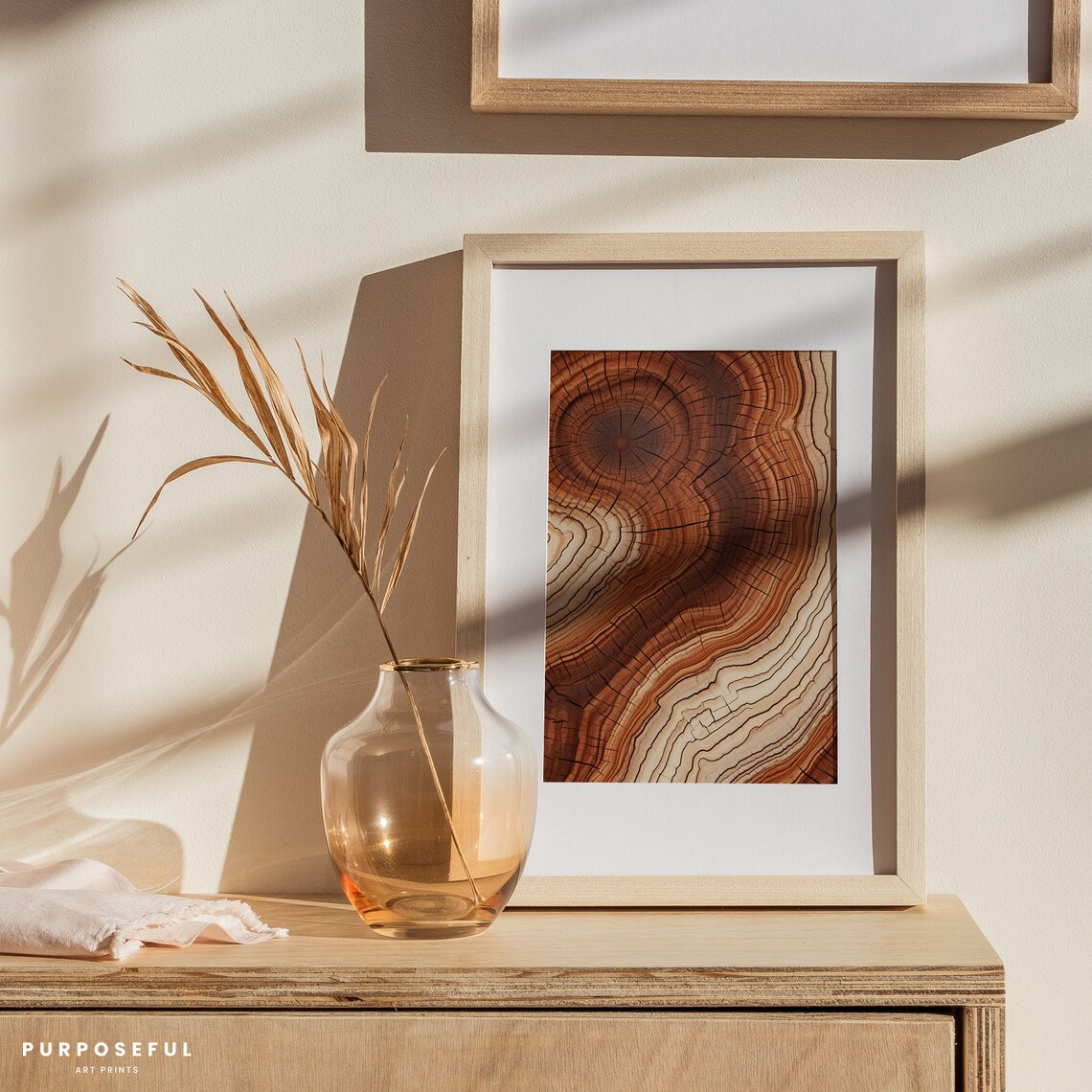 Cross Section Log Ring Pattern, Large Tree Rings Print, Brown Coloured ...