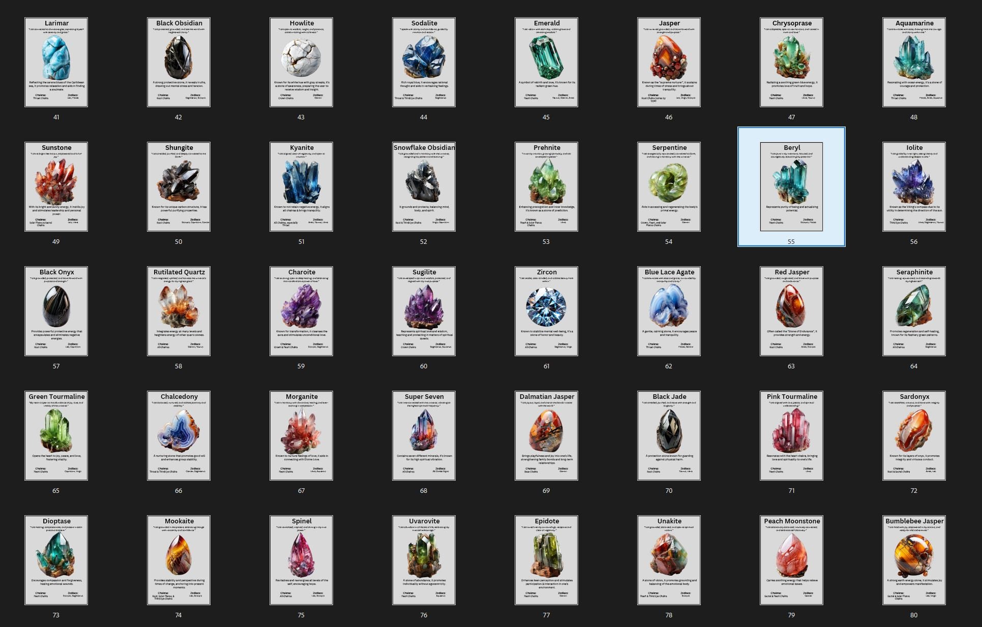 99 Crystal Meaning Cards, Crystal Cards, Chakra, Zodiac, Printable ...