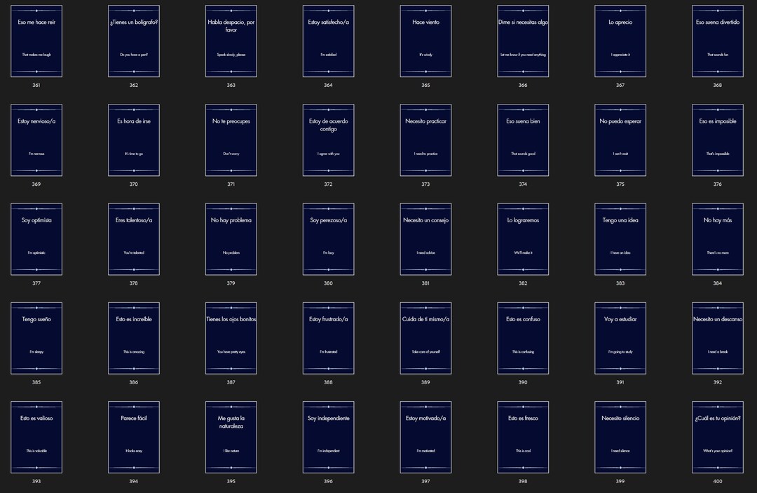 897 Spanish to English Translation Cards, Spanish to English Phrases ...