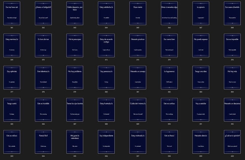 897 Spanish to English Translation Cards, Spanish to English Phrases ...