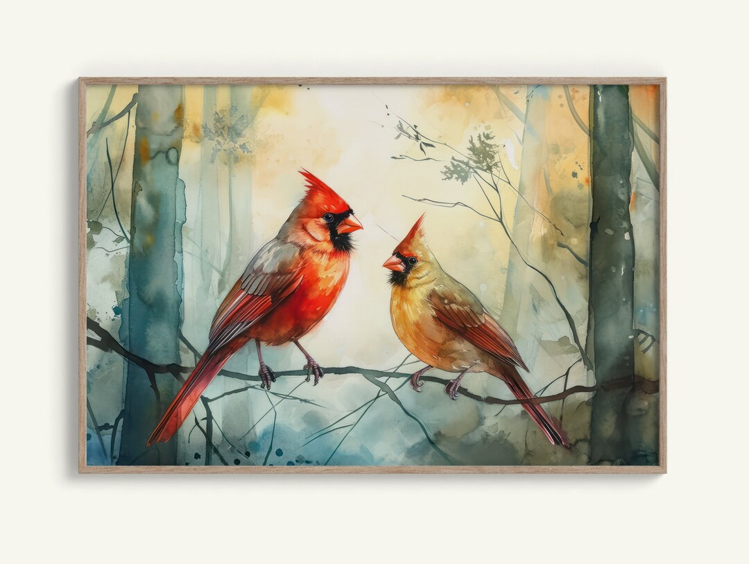 Cardinal Wall Art, Printable Décor, Digital Download Wall Art, Artistic ...
