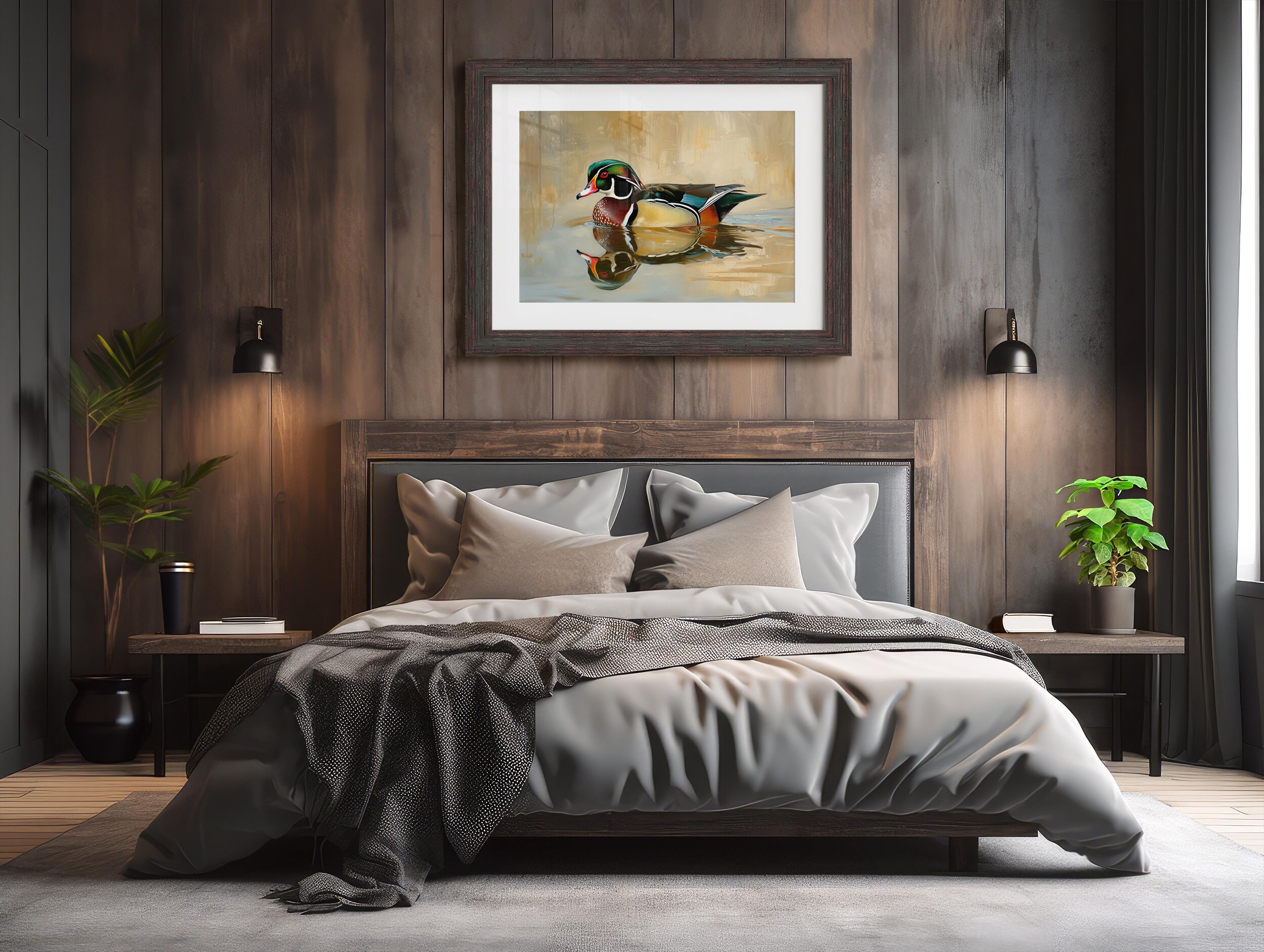 Wood Duck Wall Art, 5 Pack, Printable Country Décor Digital Download ...