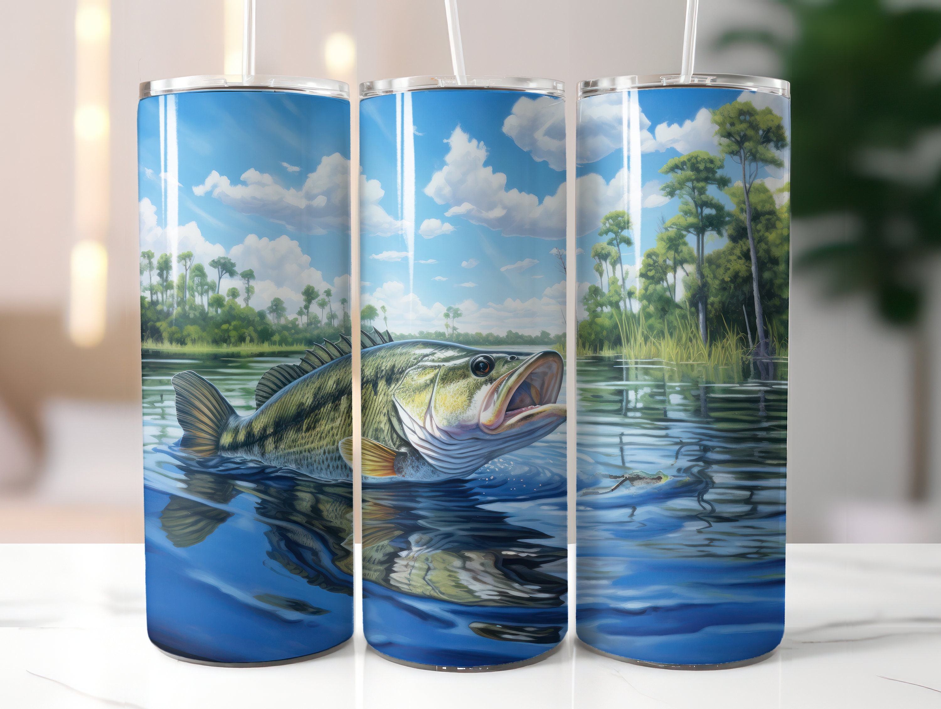 Bass Tumbler Wrap Fishing Tumbler Wrap for 20 Oz Sublimation Tumbler ...