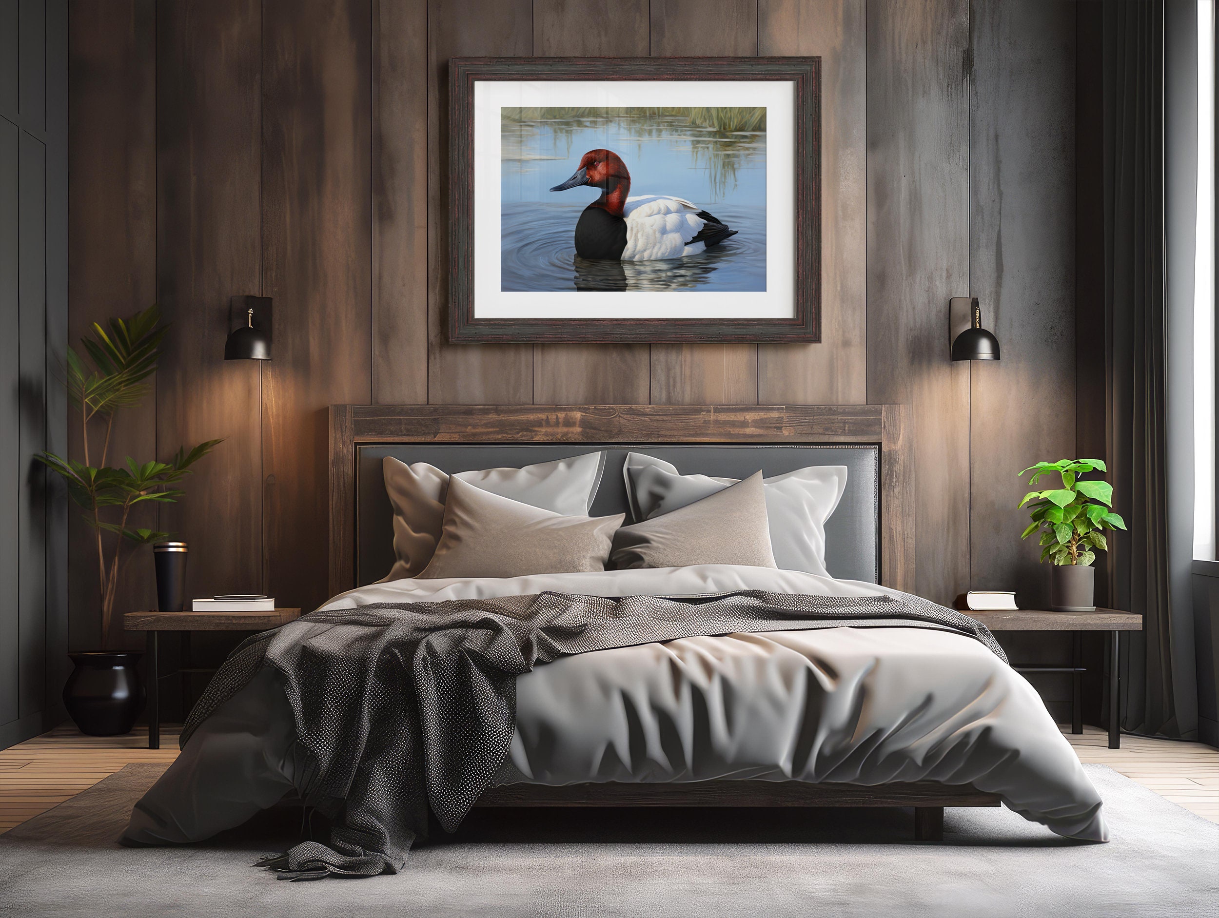 Canvasback Duck Wall Art, Printable Country Décor Digital Download Wall ...