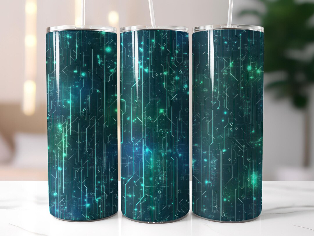 Digital Matrix Tumbler Wrap 20oz Skinny Tumbler Sublimation Design Neon ...