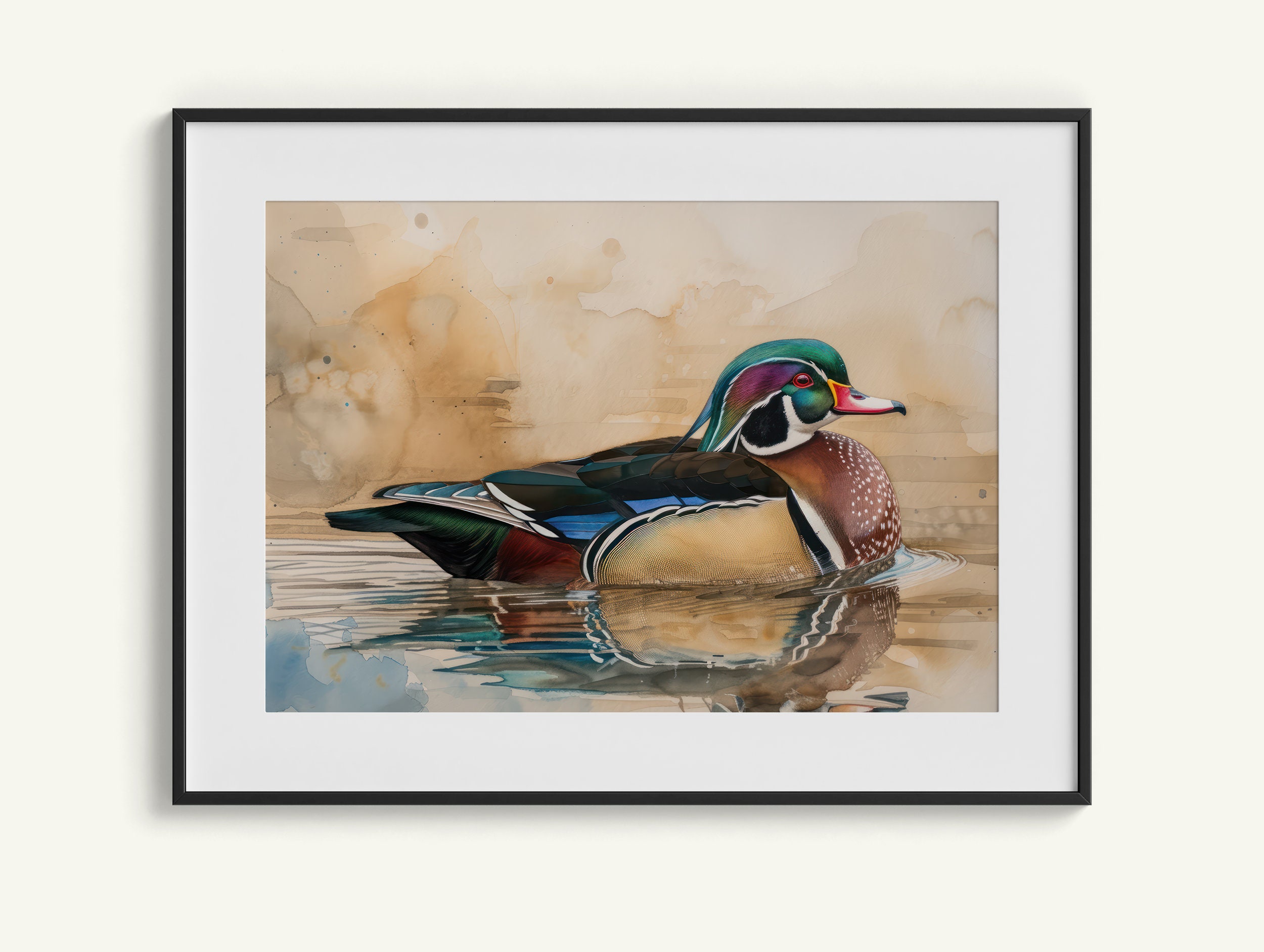 Wood Duck Wall Art, 5 Pack, Printable Country Décor Digital Download ...