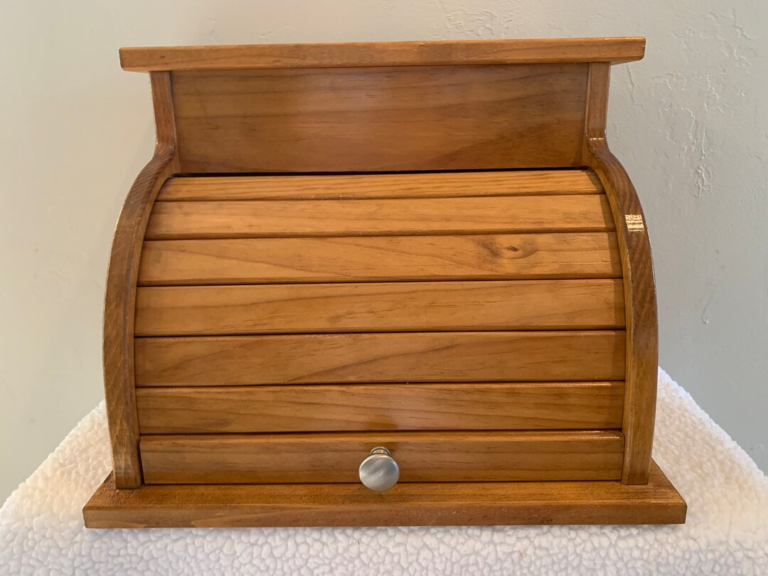 Roll Top Breadbox Handmade Wooden With Hidden Compartment - Etsy