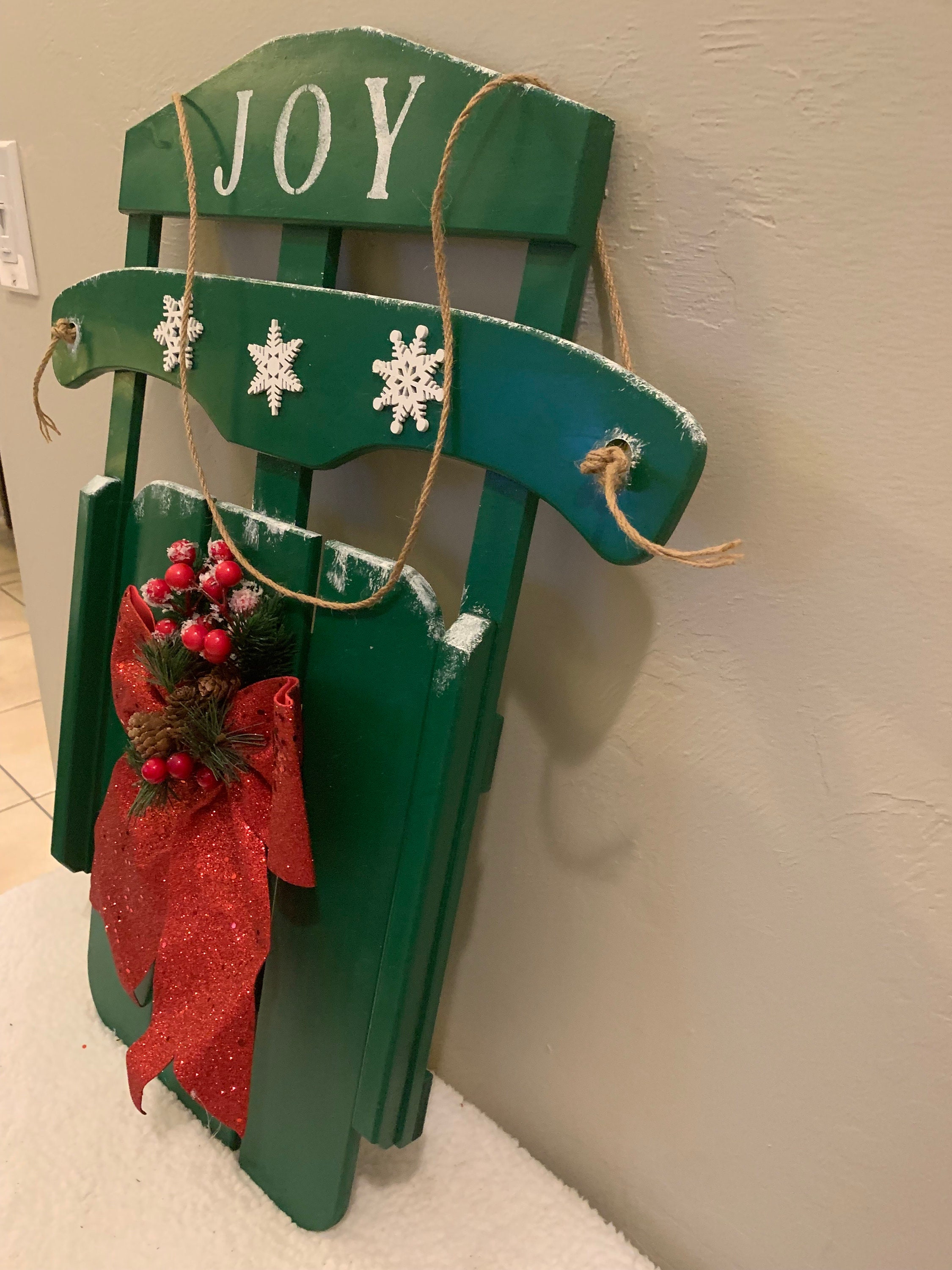 Decorated Christmas Sled Large - Etsy