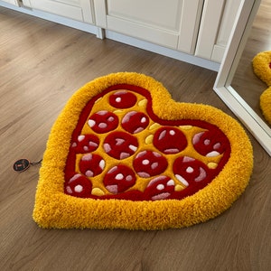 Tufted 3D Pizza Rug /handmade Custom Rug/ Heart Pizza/ - Etsy