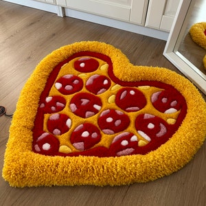 Tufted 3D Pizza Rug /handmade Custom Rug/ Heart Pizza/ - Etsy