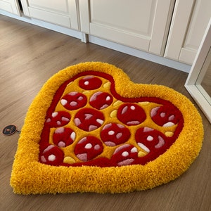 Tufted 3D Pizza Rug /handmade Custom Rug/ Heart Pizza/ - Etsy