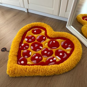 Tufted 3D Pizza Rug /handmade Custom Rug/ Heart Pizza/ - Etsy