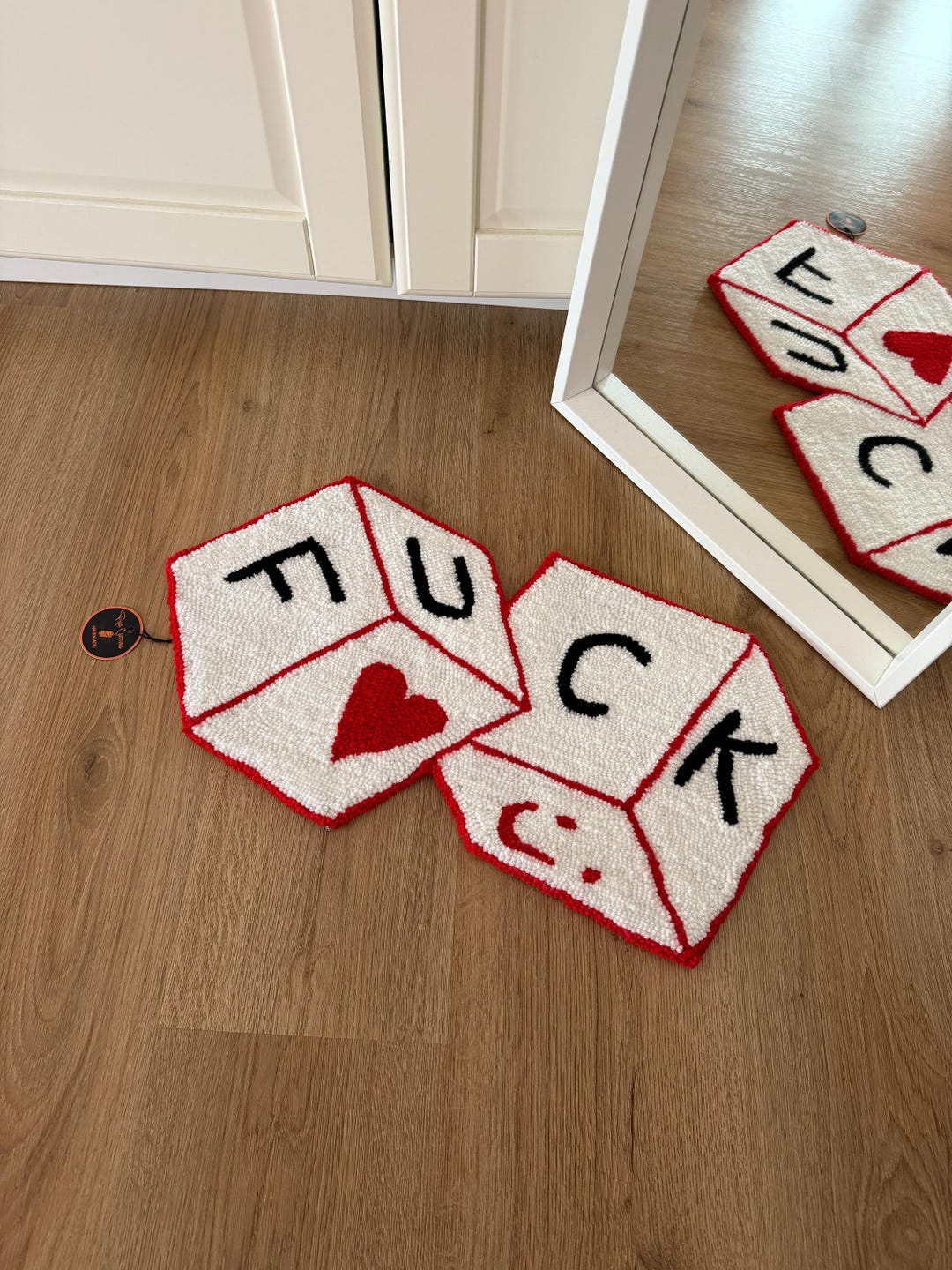 Handmade Tufted Rug: Novelty Dice Design, Colorful Accent Rug (28x55cm ...