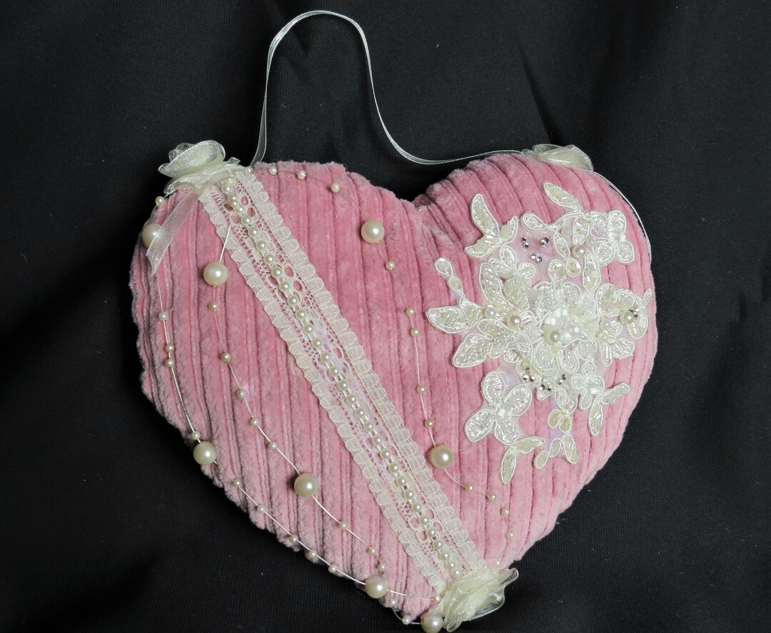 Pink Velvet Hearts,valentine's Day Gift,valentine's Day Heart Pillow ...