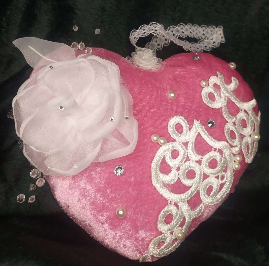 Pink Velvet Hearts,valentine's Day Gift,valentine's Day Heart Pillow ...
