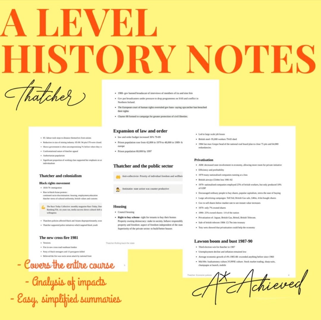 A Level History Revision Notes: Britain Transformed Thatcher (A* ...