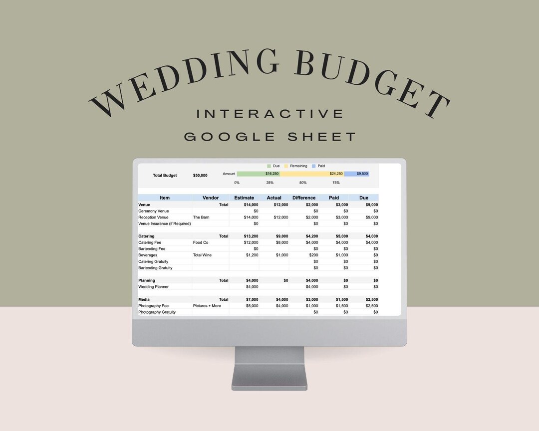 Wedding Budget Spreadsheet Template, Wedding Planning Template, Wedding ...