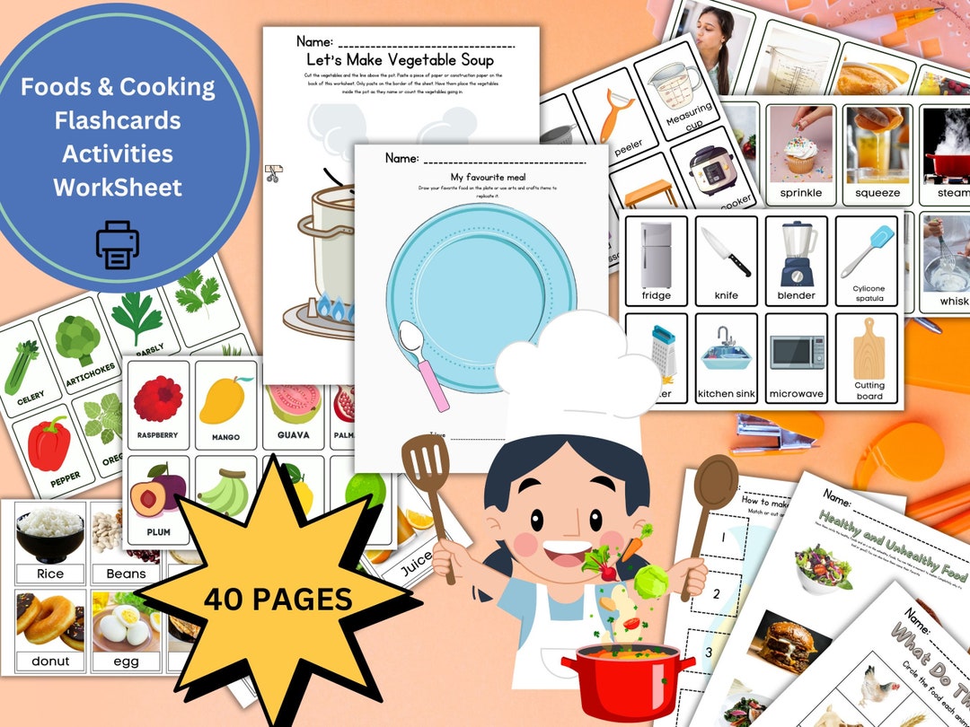 Food & Cooking Flashcards: Preschool Montessori Learning (digital ...