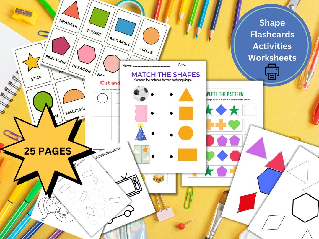 Preschool Shapes Flashcards & Worksheets Activities Montisory ~ Autism ...