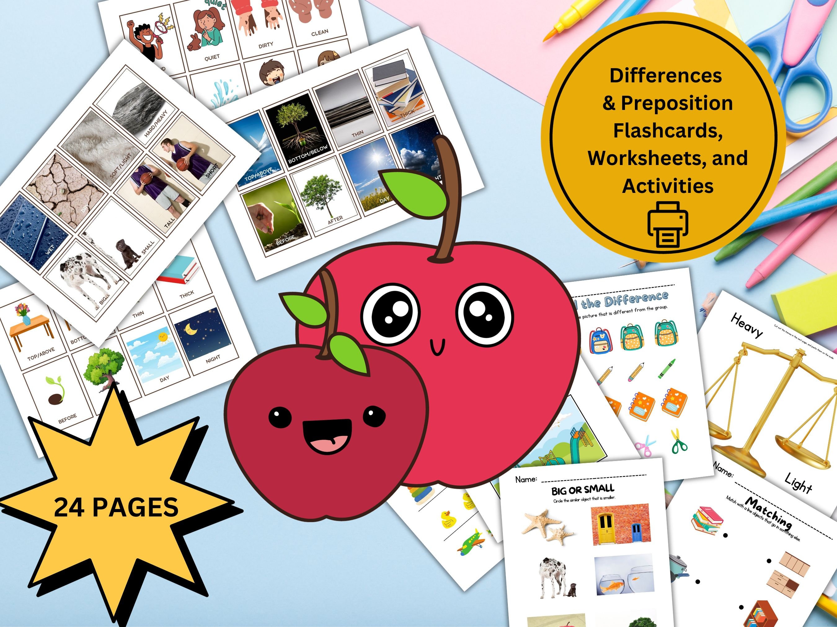 Differences, Antonyms, & Prepositions / Flashcards , Worksheets ...