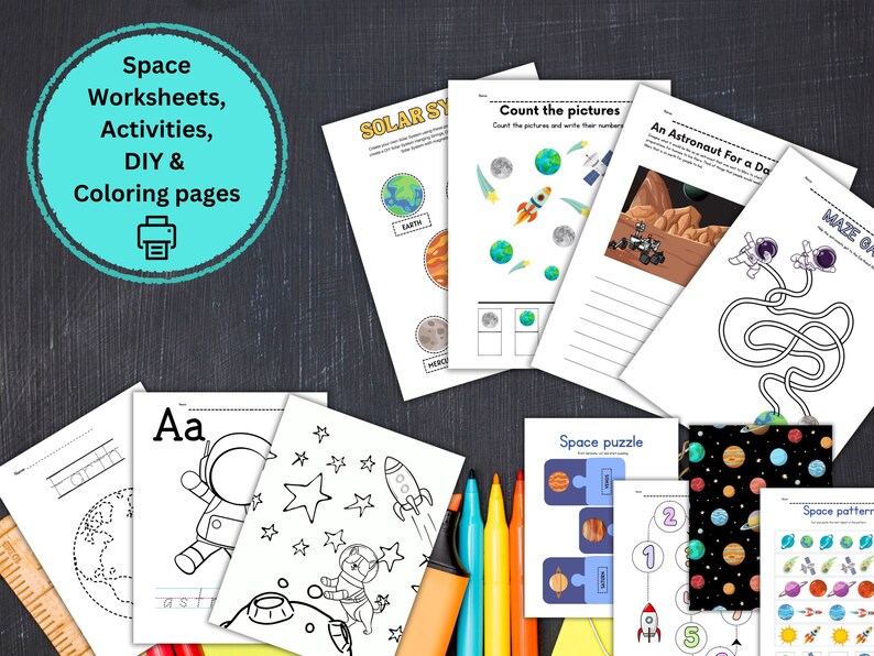 Preschool SPACE Solar System / Flashcards , Worksheets, Fine Motor ...