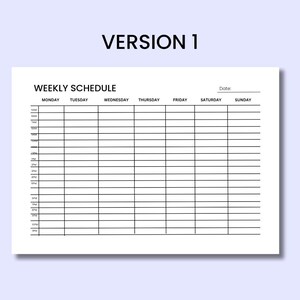 Hourly Weekly Schedule A4 Size Printable Worksheet, Digital Download - Etsy