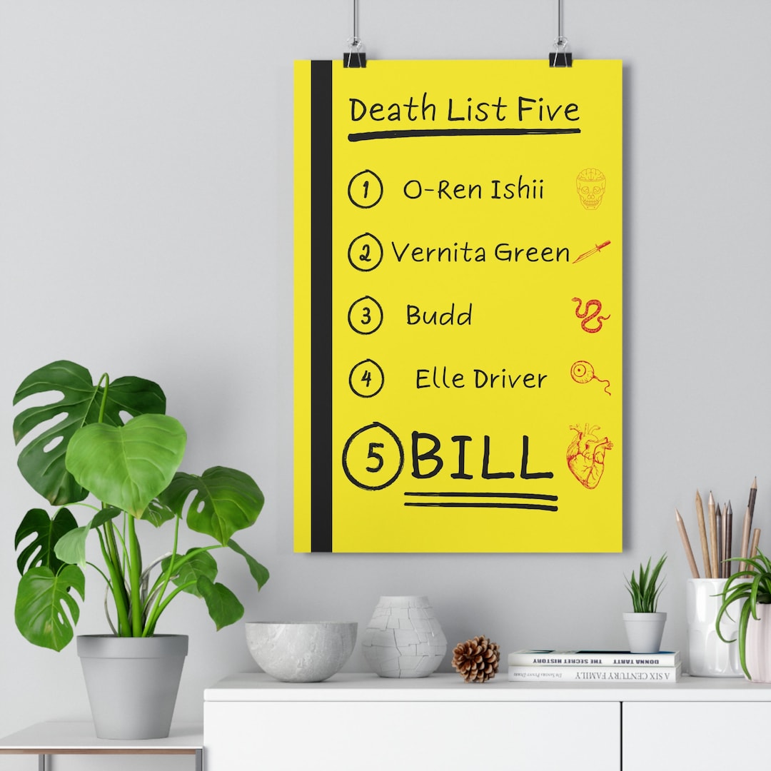 Kill Bill Poster // Death List Five // Quentin Tarantino Fan Art - Etsy