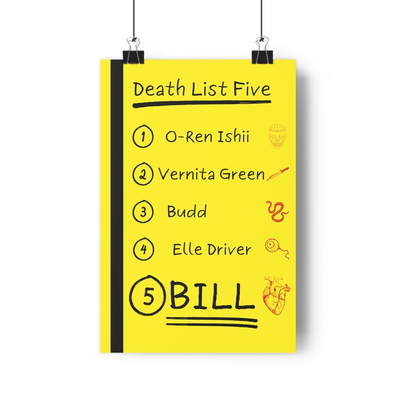 Pôster de Kill Bill // Death List Five // Fan Art de Quentin Tarantino ...