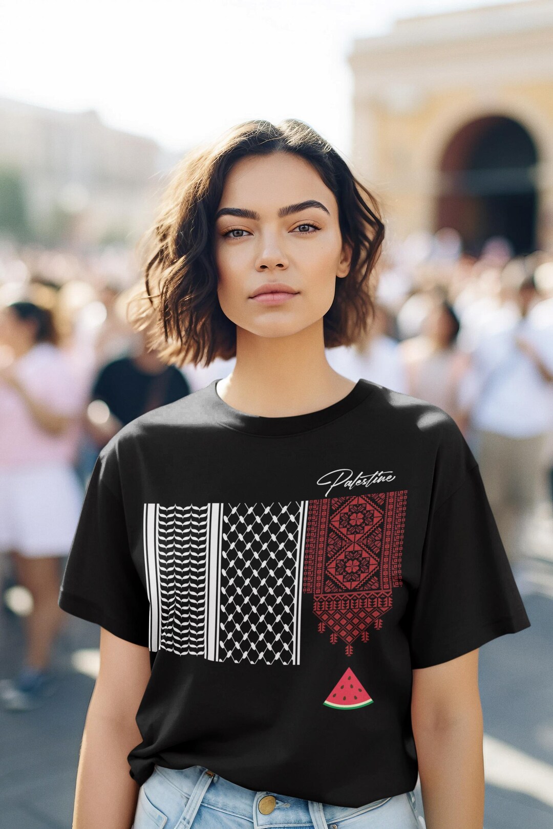 Palestine Heritage Keffiyeh T-shirt - Etsy