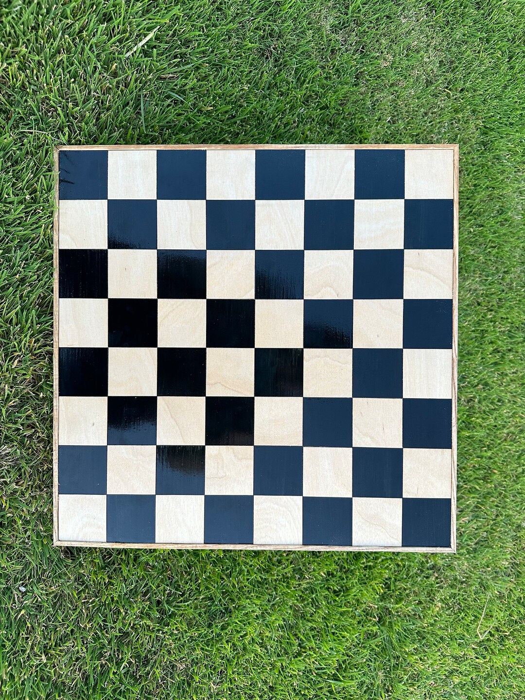 Large Vintage Style Wooden Veneer Inlaid Chess Set Game Board With 1&1/ ...
