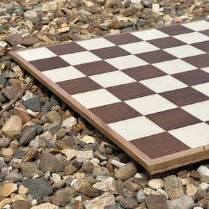 Large Vintage Style Wooden Veneer Inlaid Chess Set Game Board With 1.5 ...