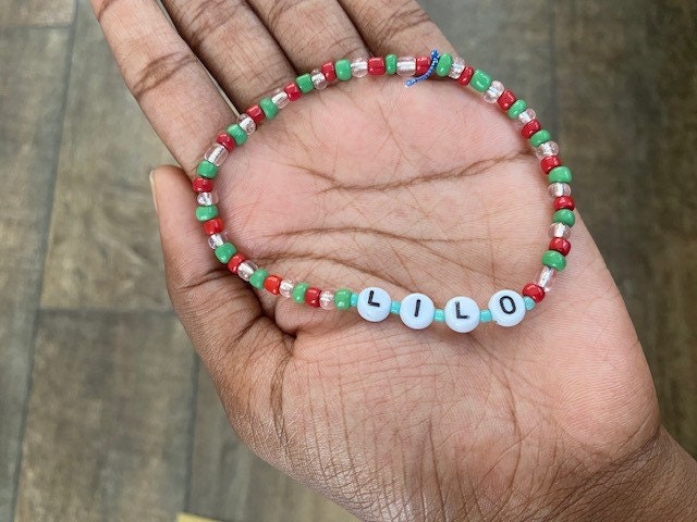 Lilo and Stitch - "lilo" - Friendship Seed and Letter Bead Bracelet - Etsy