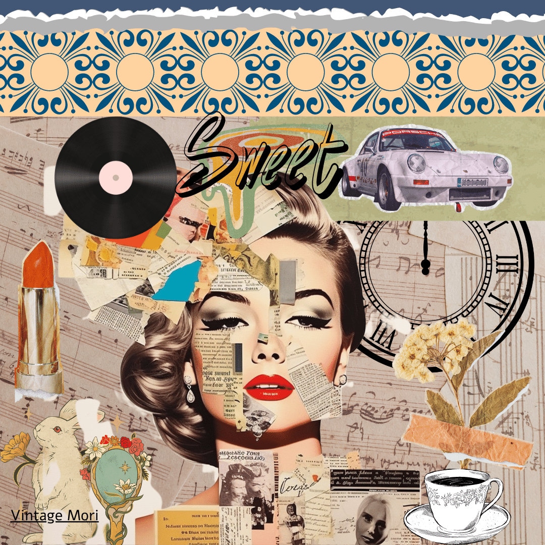 A Woman With Vintage Items, Digital Collage Art, Vintage Collage Art ...