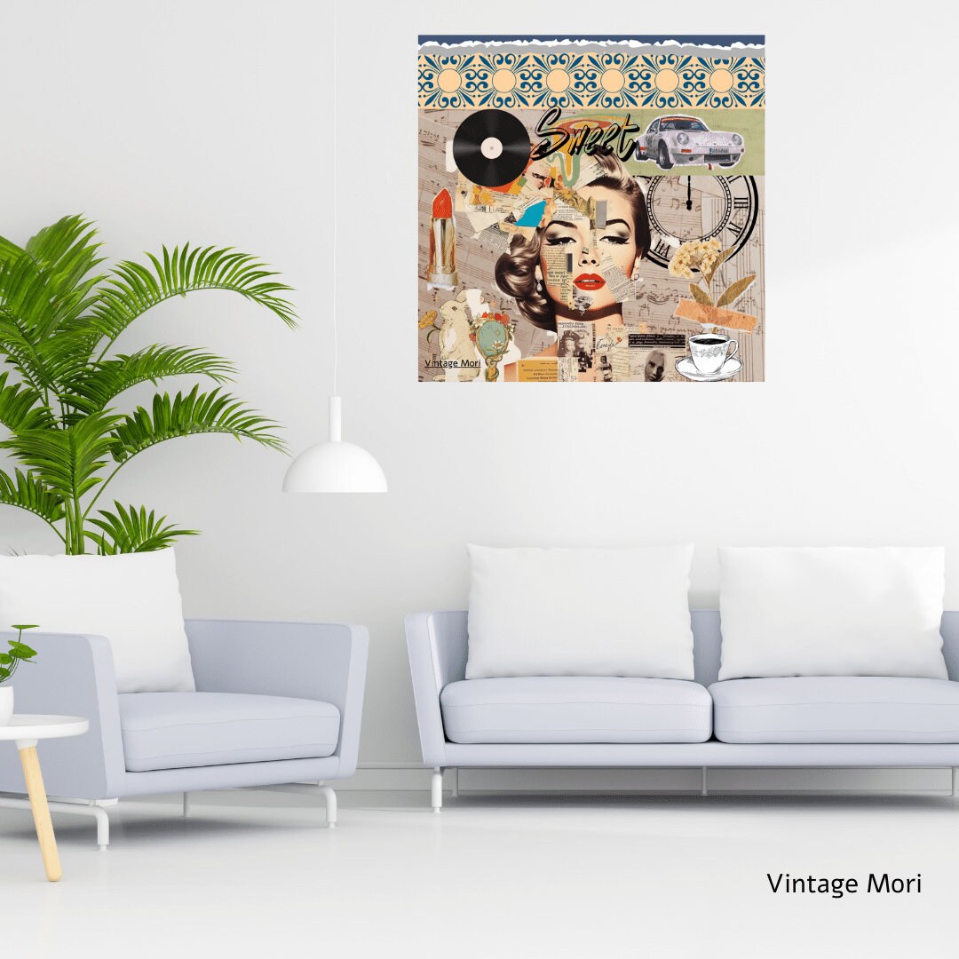 A Woman With Vintage Items, Digital Collage Art, Vintage Collage Art ...