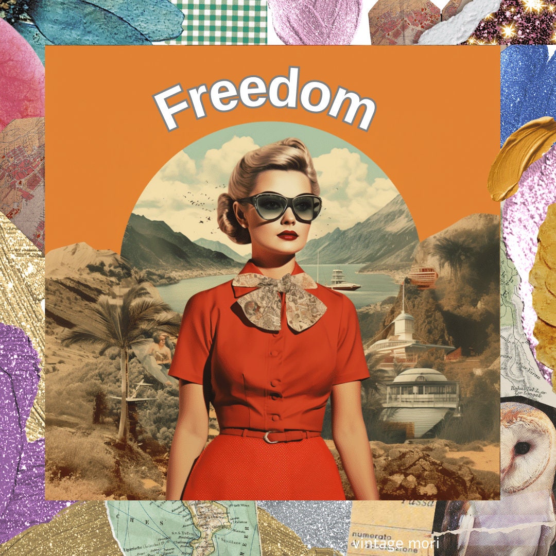 Portrait of a Woman Who Wants Freedom, Digital Collage Art, Vintage ...